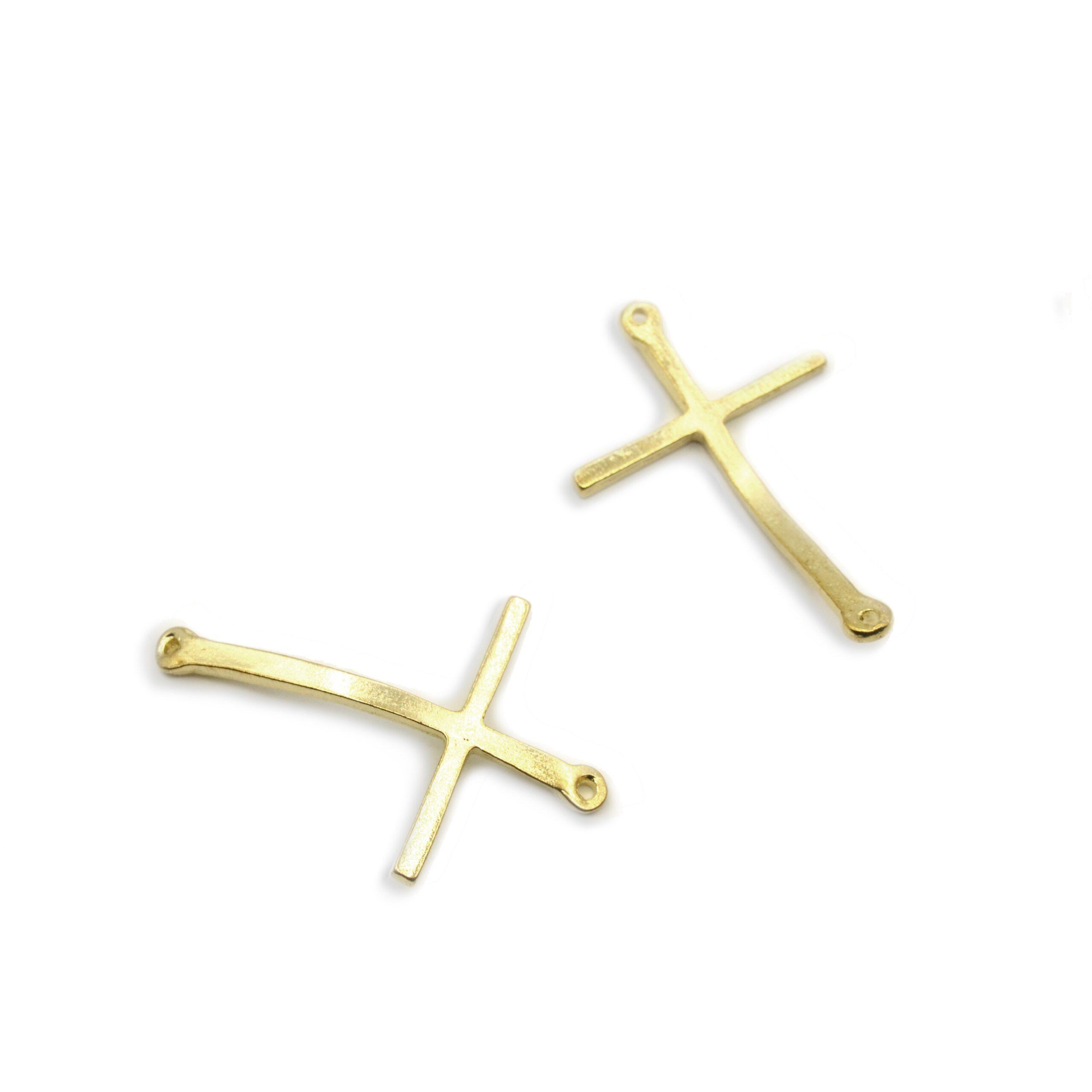 Cruz curva dorada - Kaizen Bijoux